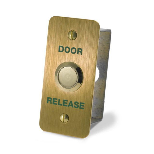 SR1-REX-BA02F-DR Brass Finish "Door Release" Architrave Push-Button ...